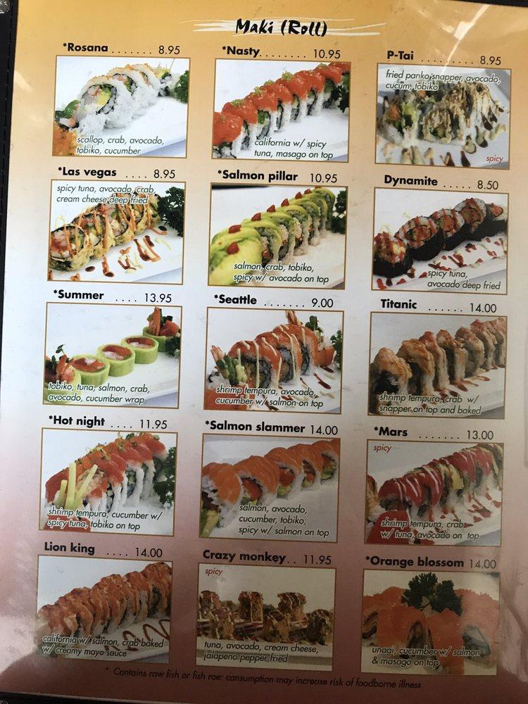 Menu at Blue Fin Sushi restaurant, Bellingham