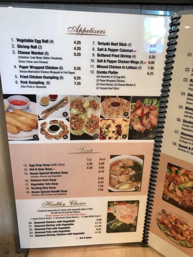 Menu at China Moon restaurant, Lake Elsinore