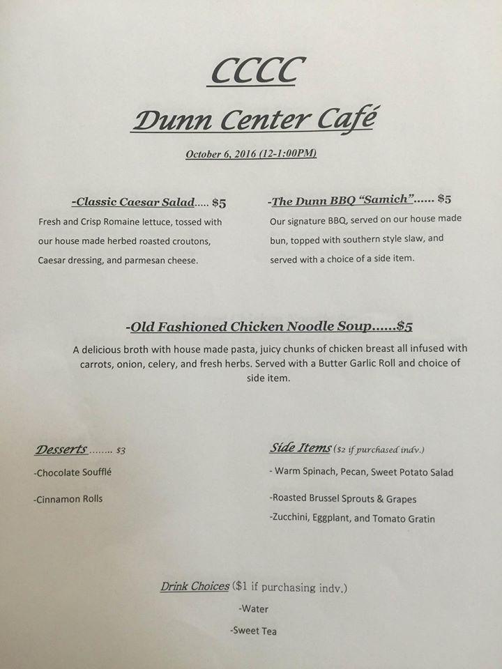 Menu at Dunn Center Café cafe, Dunn