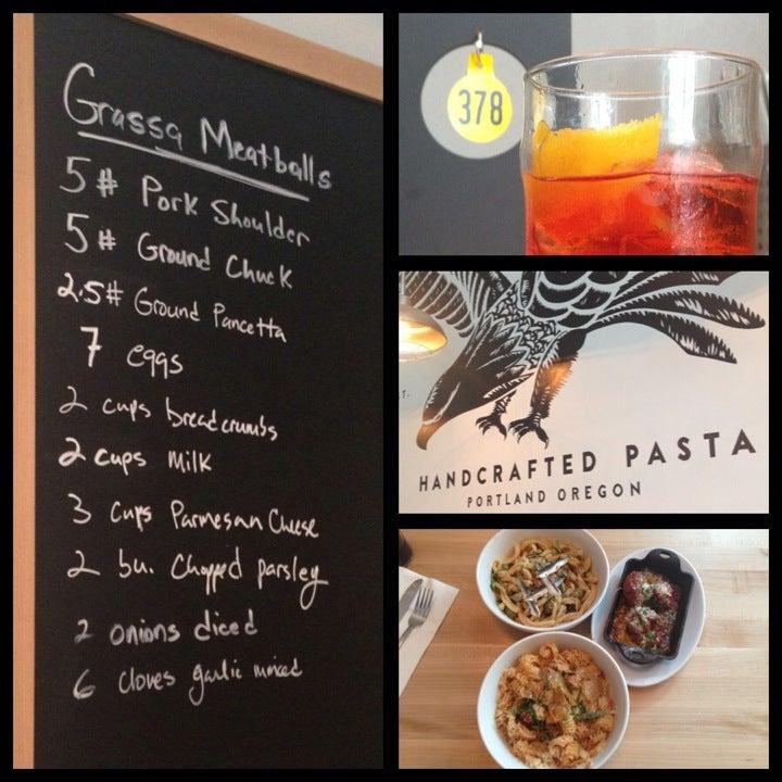 Menu at Grassa restaurant, Portland, SW Washington St