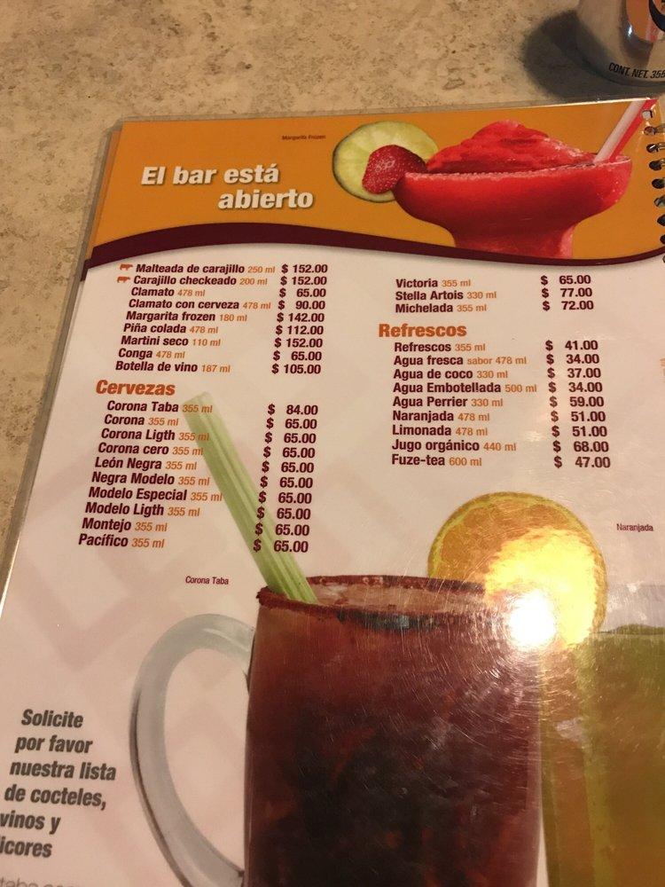 Menu at La Taba pub & bar, Mexico City, Terminal 2