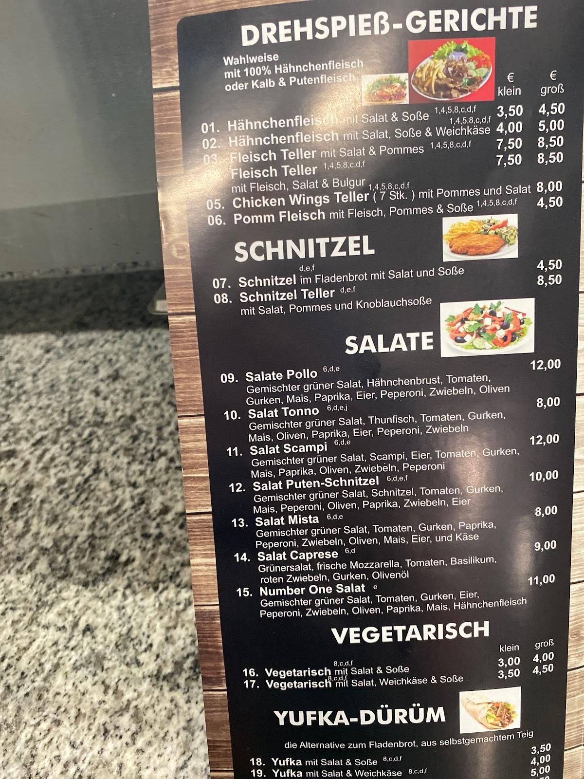 Speisekarte von Number one restaurant, Püttlingen
