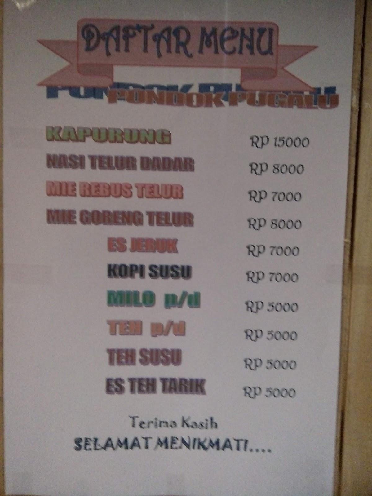 Menu at Pondok Bambu Spesialis Kapurung restaurant, Caile