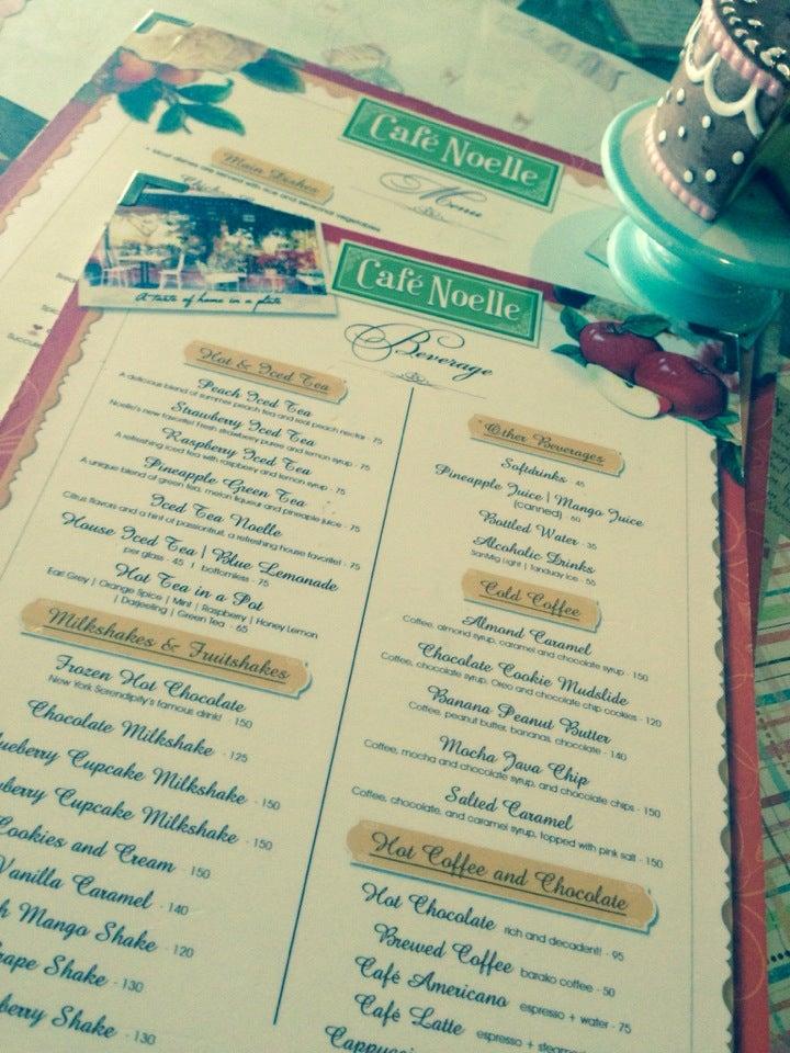 Menu at Café Noelle cafe, San Fernando