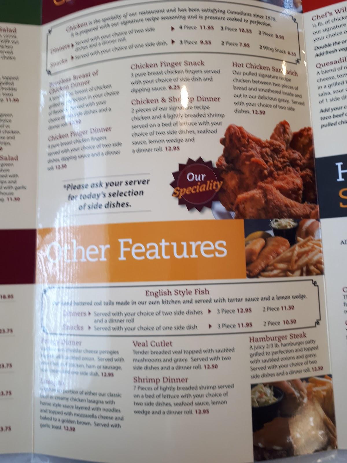Menu at Chicken Chef restaurant, Gimli