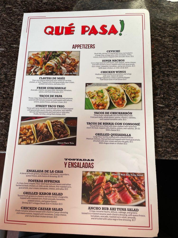 Menu at Que Pasa Mexican Cafe, Bakersfield, Ming Ave