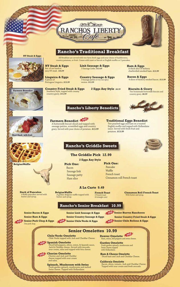 Menu at Rancho's Liberty Cafe, Bonadelle Ranchos-Madera Ranchos, Ave 12 ...