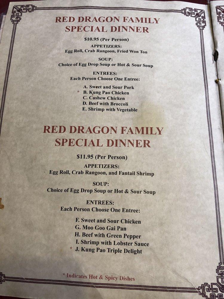 Menu at Red Dragon House restaurant, Kansas City