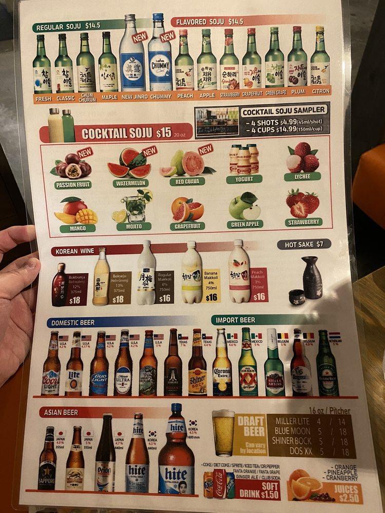 Menu at Soju 101 pub & bar, Katy