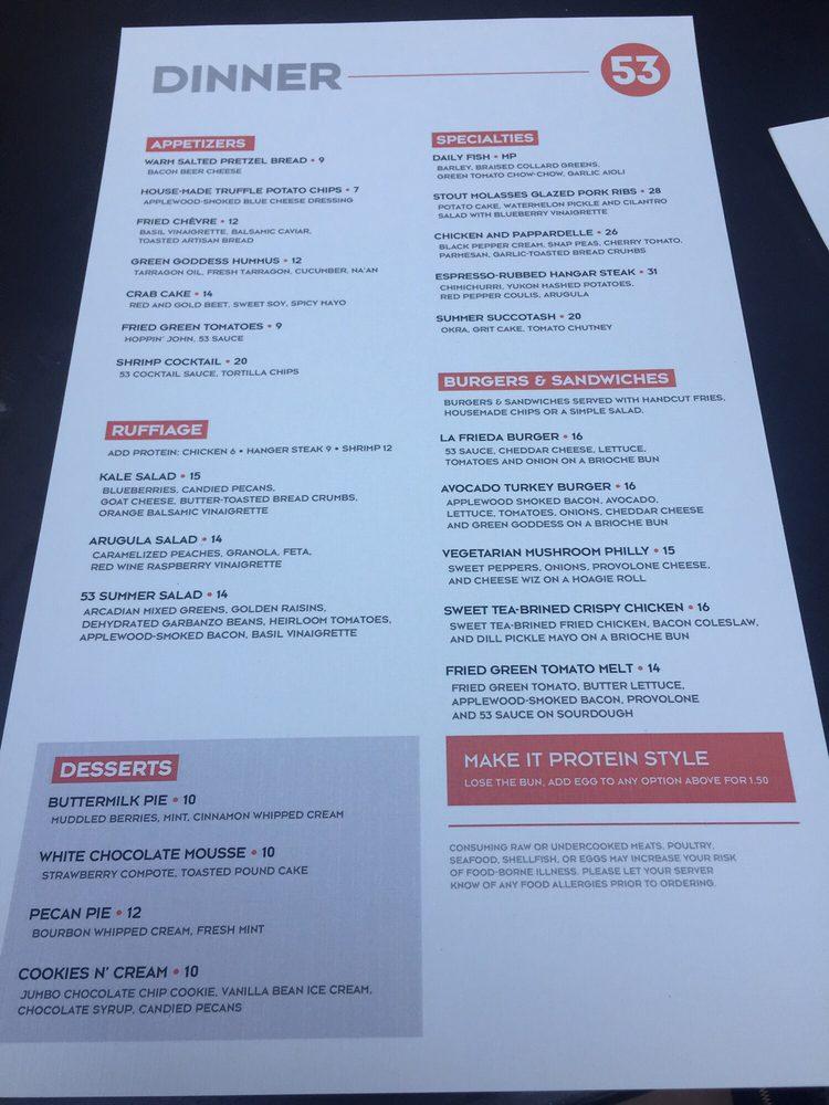 Menu at 53 Kitchen & Cocktails pub & bar, Mammoth Lakes
