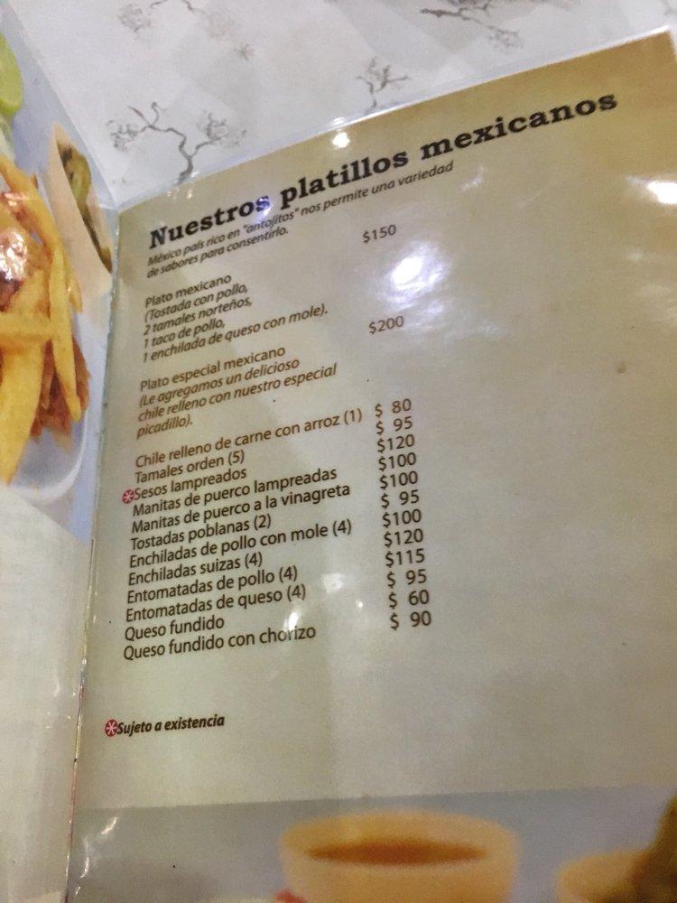 Menu at AL cafeteria, Monterrey, Calzada Francisco i. Madero 520