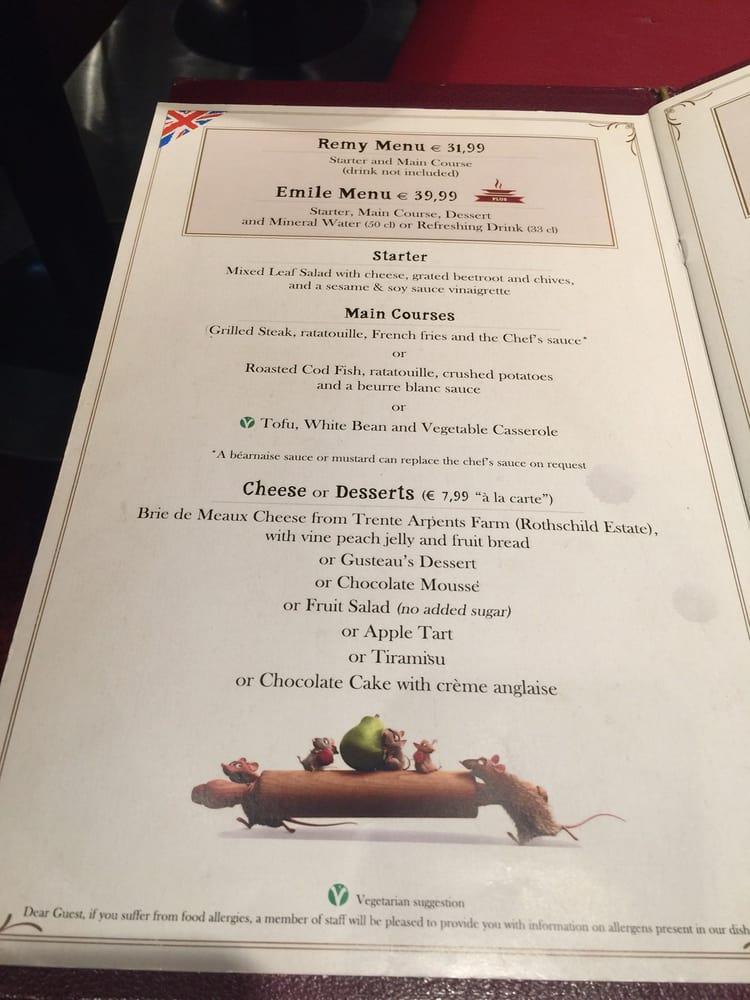 Menu at Bistrot Chez Rémy restaurant, Chessy