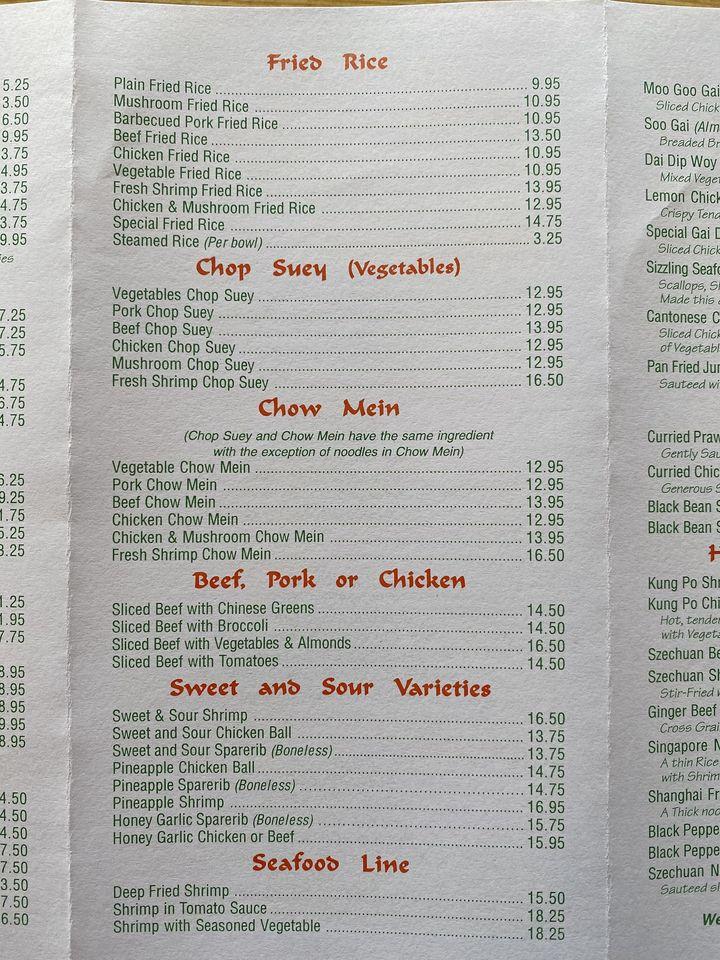 Menu at Canton Chinese & Western Restaurant, High Level