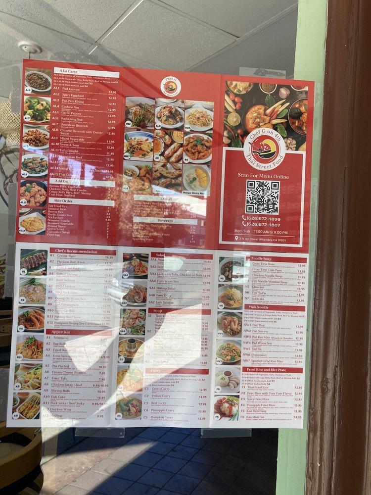 Carta del restaurante Chef G on 4th Thai Street Food, Alhambra