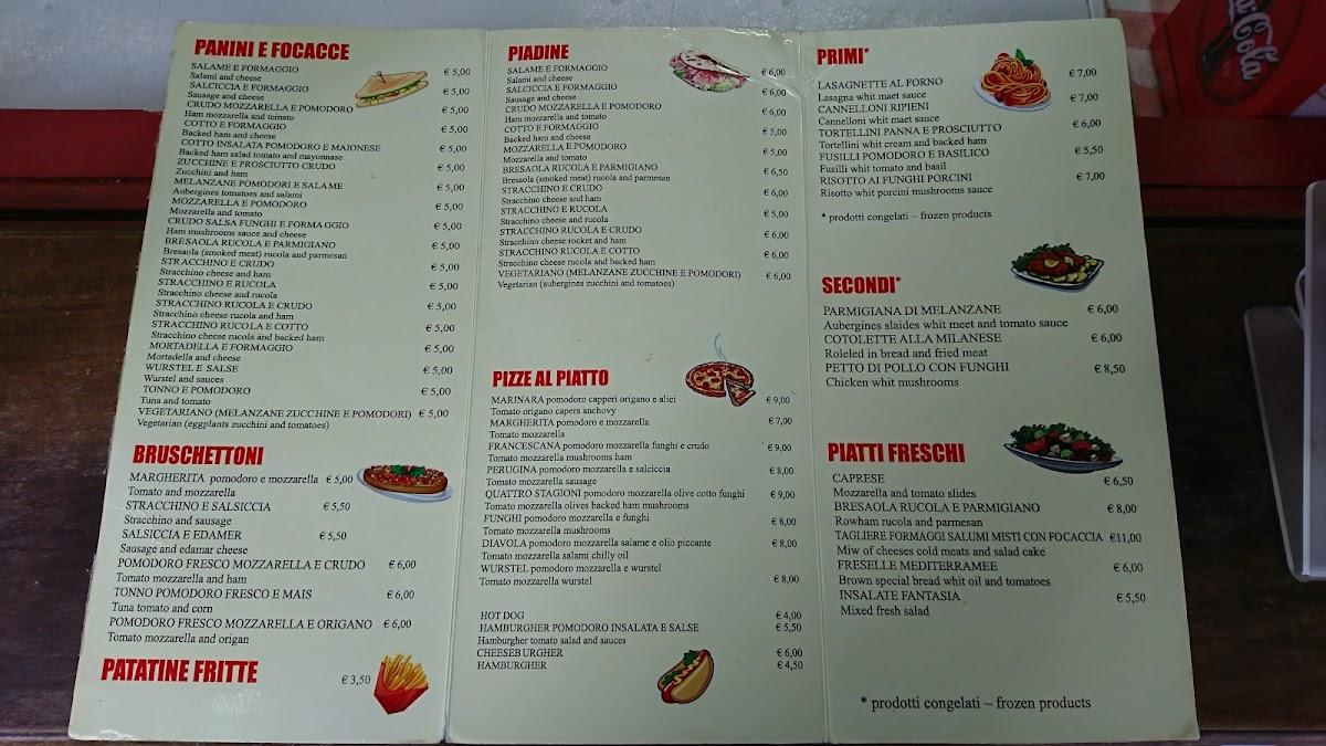 Menu at Chiosco Vamos fast food, Assisi