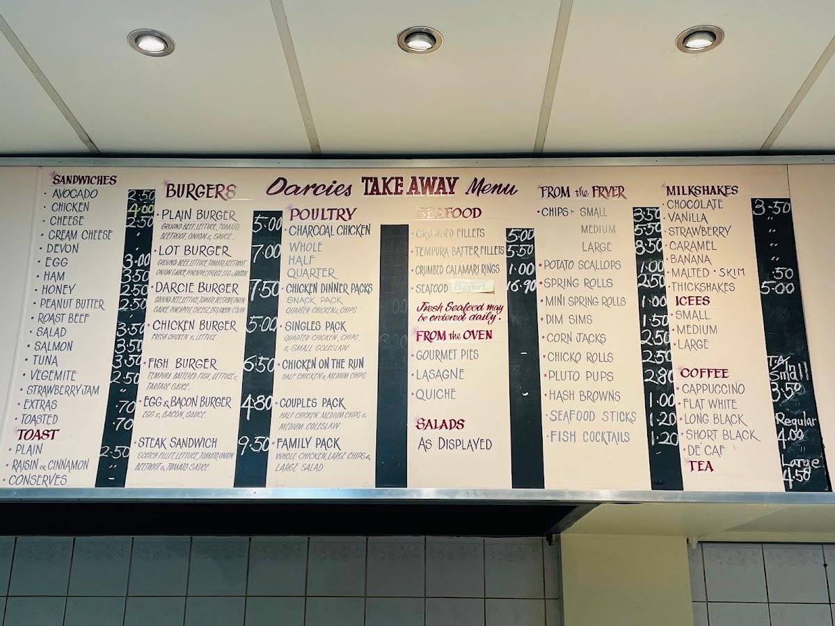 Menu at Darcie's Cafe, Berowra Heights