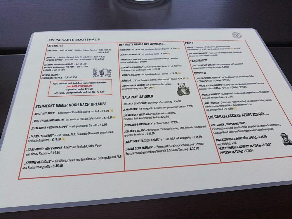 Menu at Das Bootshaus - Restaurant Heidelberg, Heidelberg
