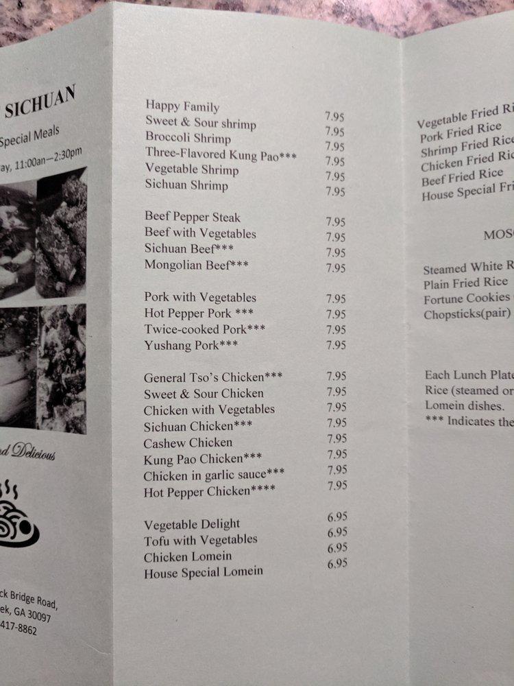 Menu at Great Sichuan 大四川 restaurant, Johns Creek
