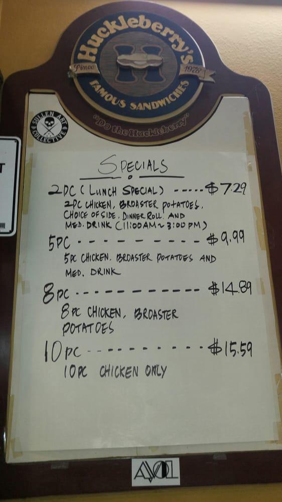 Menu at Huckleberry's Famous Sandwich restaurant, Huntington Beach