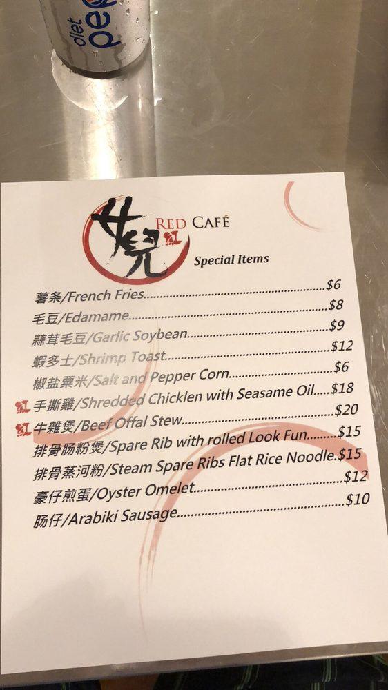 Menu at Red Cafe, Honolulu, Kapiolani Blvd