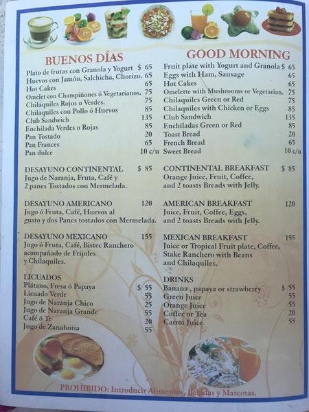Menu at Restaurante Arena, Zihuatanejo