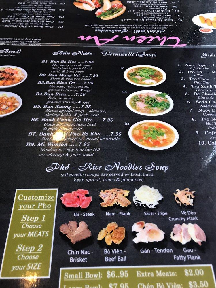Menu at Pho Thien restaurant, Houston, Farm to Market Rd 529