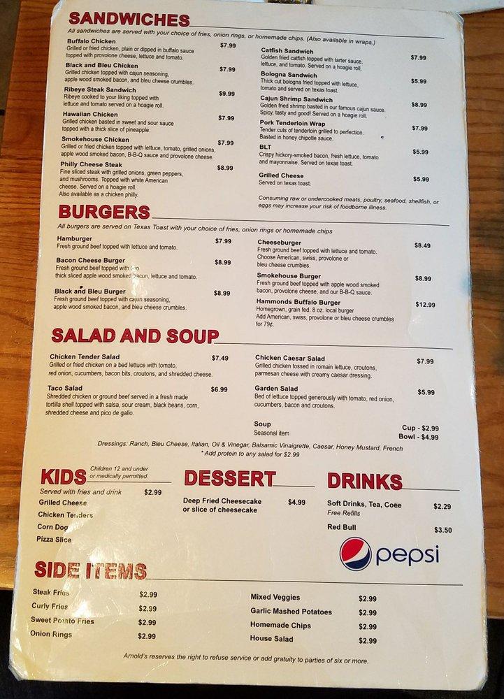 Menu at Arnold's Restaurant, Lumberton, N Roberts Ave