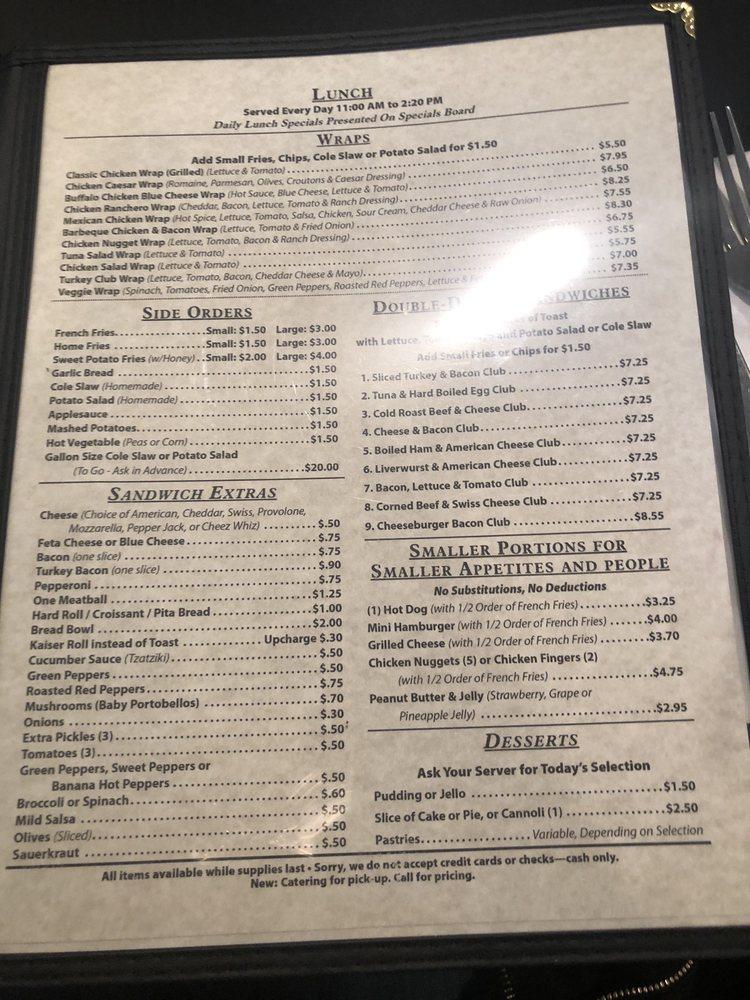 Menu at Café Madison Holland restaurant, USA
