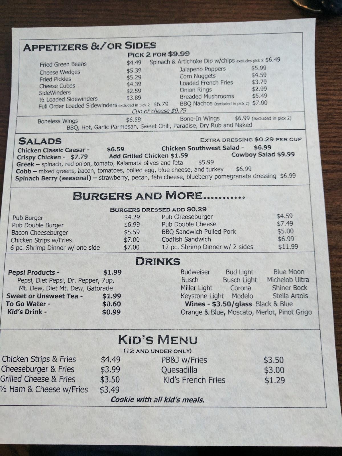 Menu at Foxy restaurant, McLeansboro
