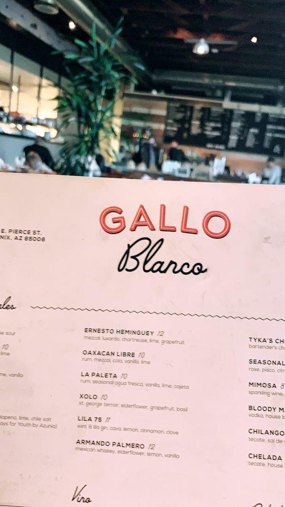 Menu at Gallo Blanco restaurant, Phoenix, 928 E Pierce St