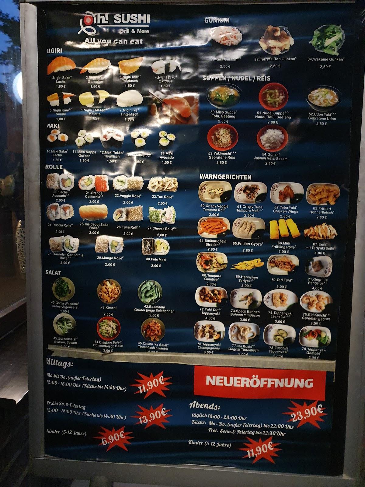 Speisekarte von Oh! Sushi restaurant, Düsseldorf