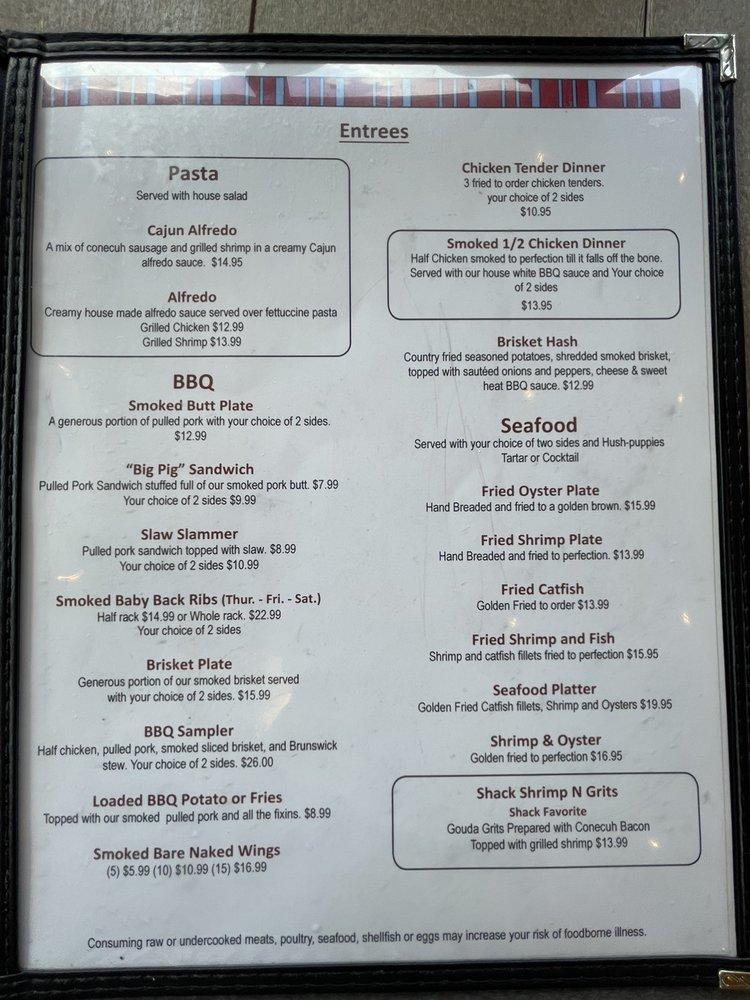 Menu at The Shack restaurant, Evergreen, 77 Liberty Hill Pl