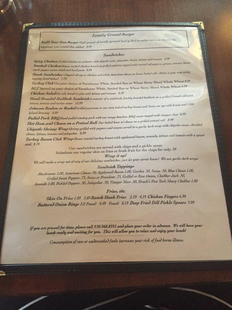 Menu at Johnson's Cafe, Montoursville