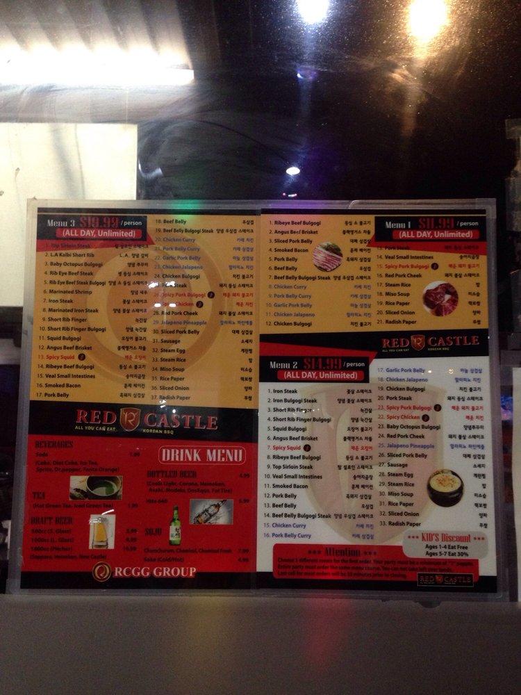 Menu at Red Castle Korean BBQ, Garden Grove