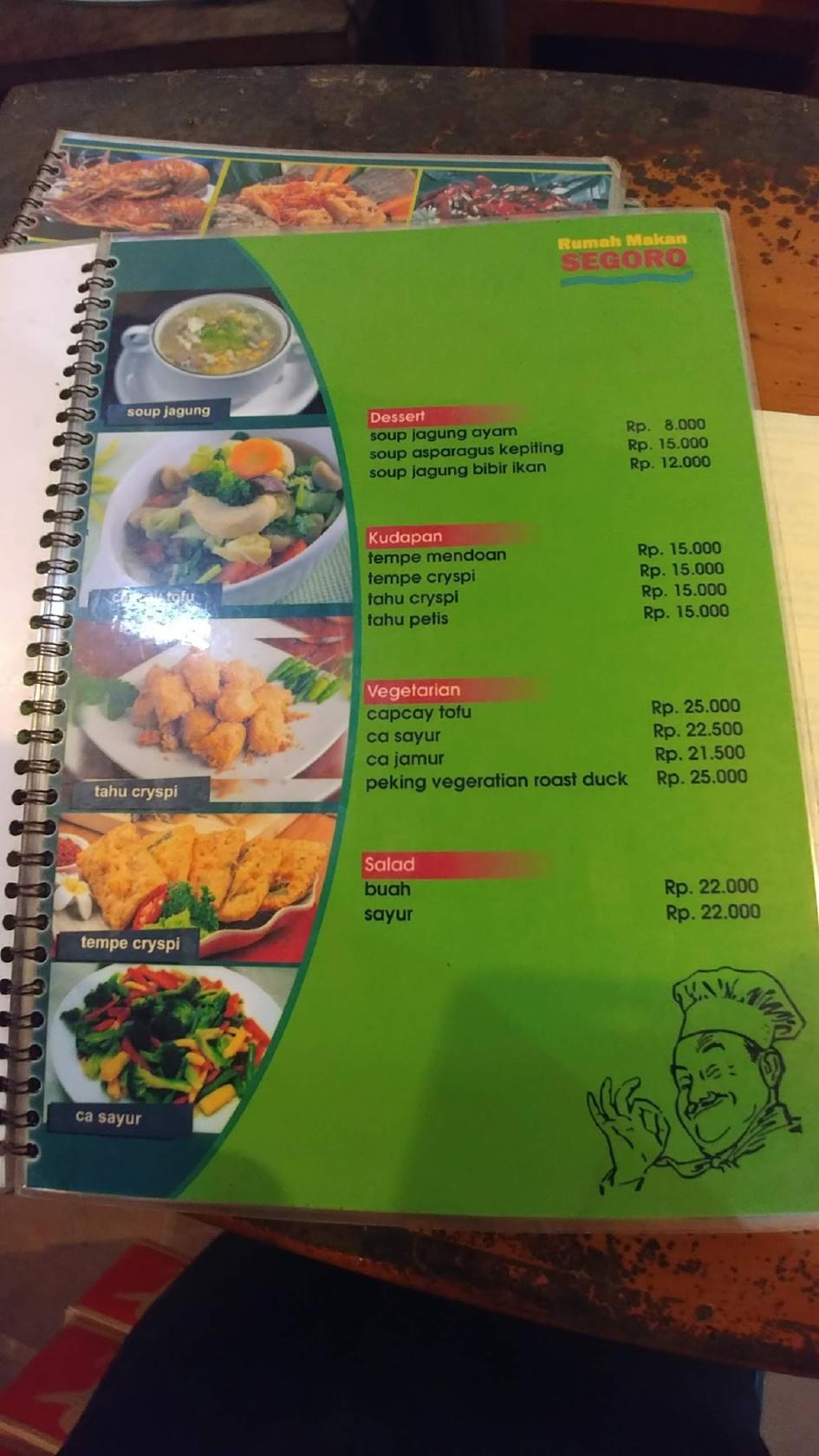Menu at Rumah Makan & Lesehan Segoro restaurant, Rembang
