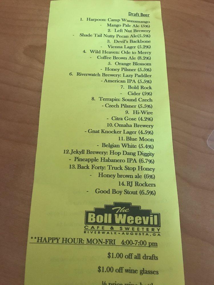 Menu at The Boll Weevil Cafe and Sweetery, Augusta