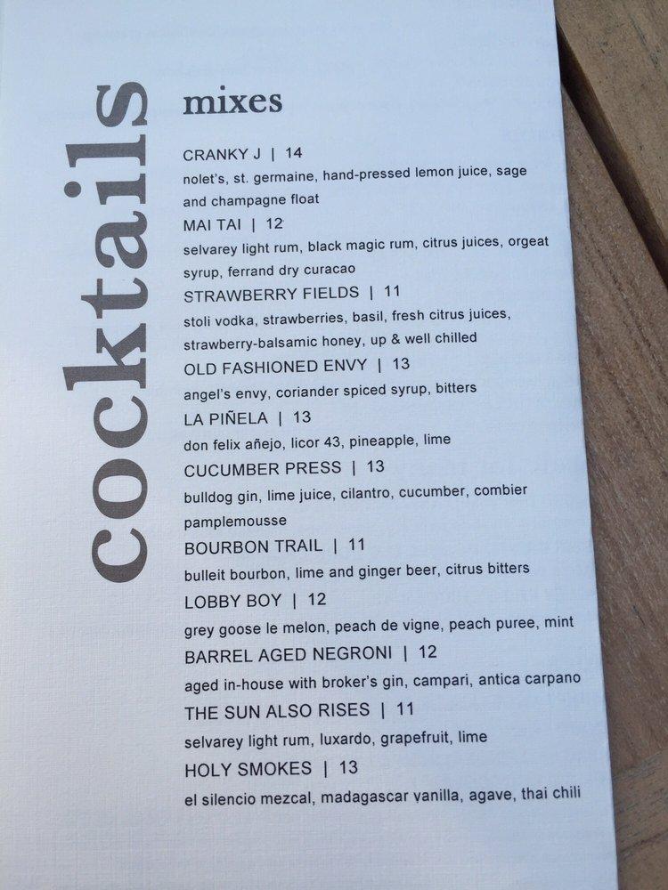 Menu at The Front Yard restaurant, Universal City