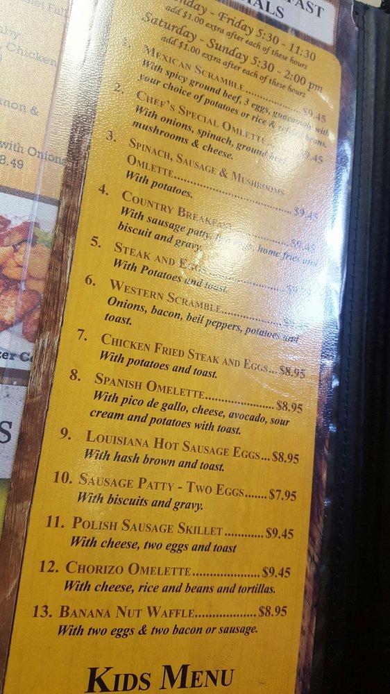 Menu at Village Grill restaurant, Tehachapi