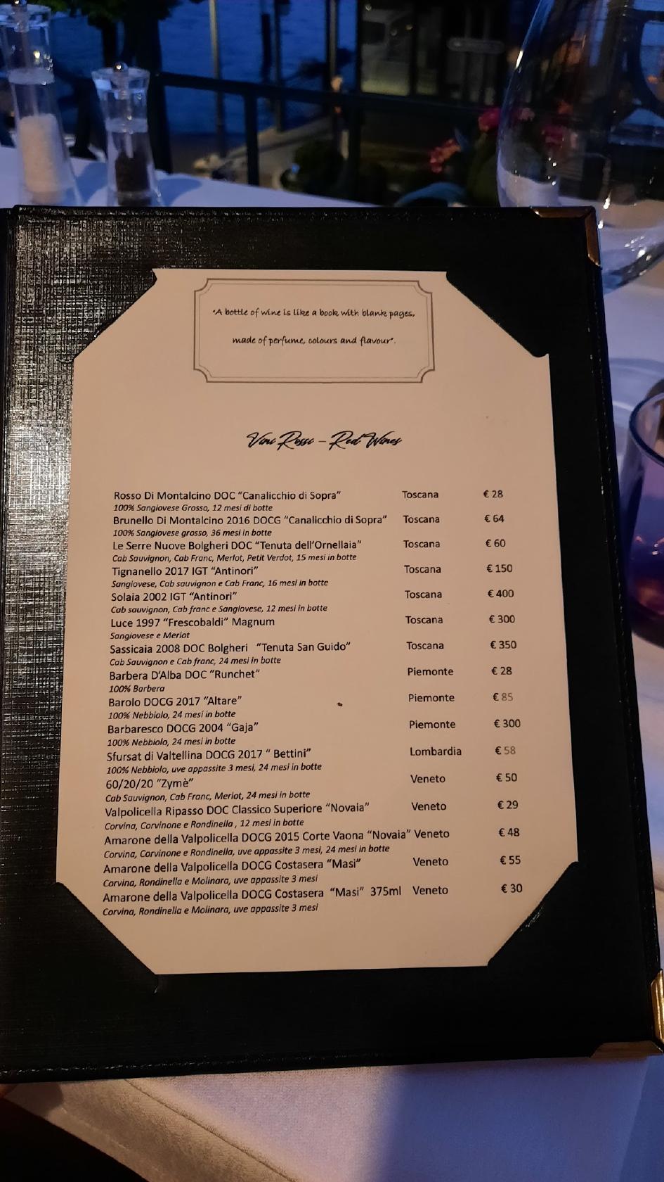 Carta de Bellagio Ristorante, Bellagio, P.za Giuseppe Mazzini