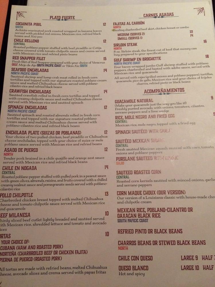 Menu at Arnaldo Richards' Picos Restaurant, Houston