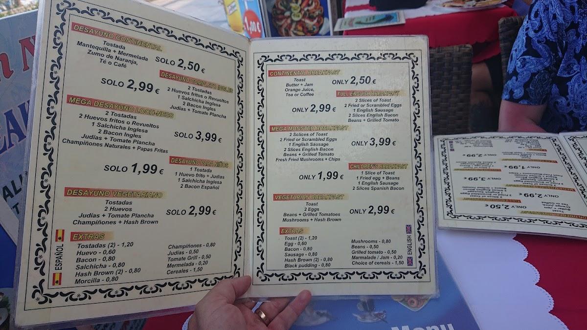 Menu at Loch Ness Restaurant, Costa Adeje