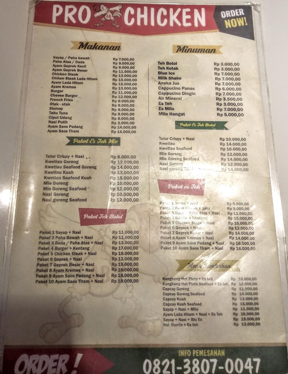 Menu at PRO AB CHICKEN JUMENENG restaurant, Sendangadi