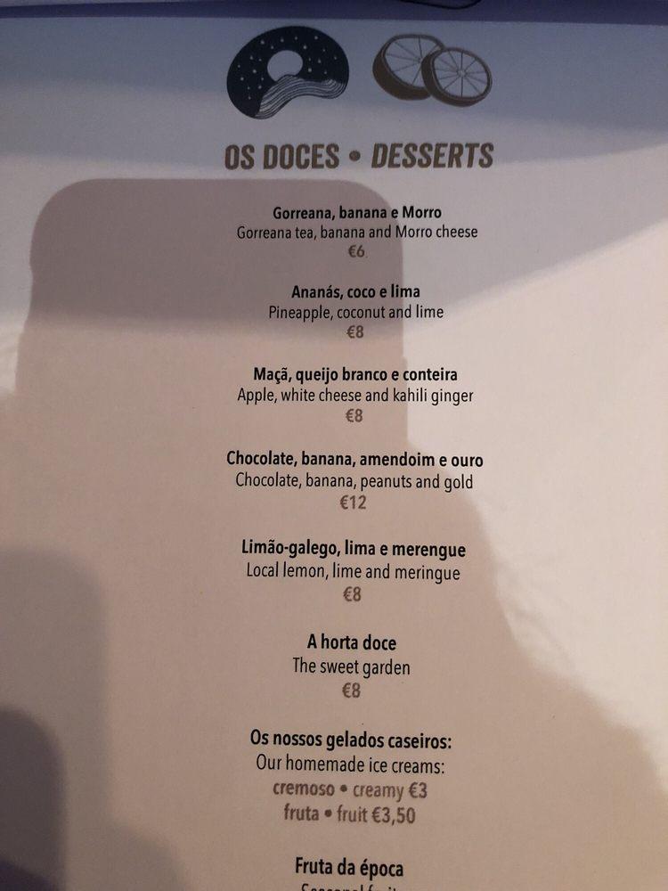 Menu at Rooftop Bar - Octant Hotel, Ponta Delgada