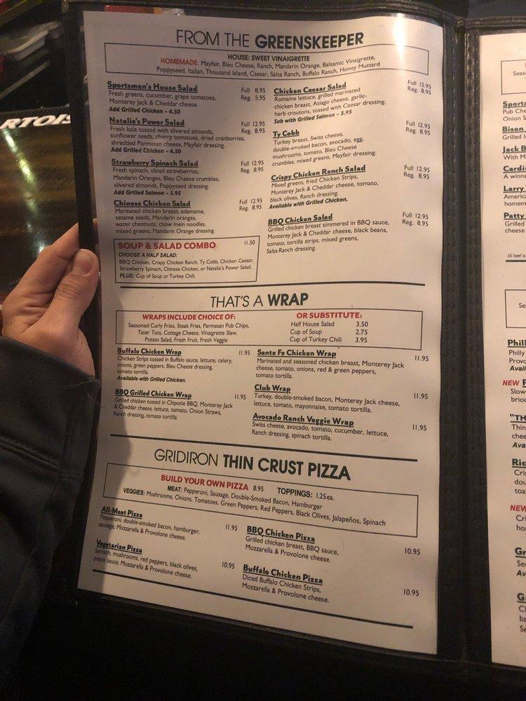 Menu at Sportsmans Park Restaurant & Bar, Ladue