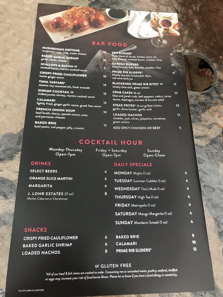 Menu at The Keg Steakhouse + Bar - Colorado Mills, Lakewood, W Colfax Dr