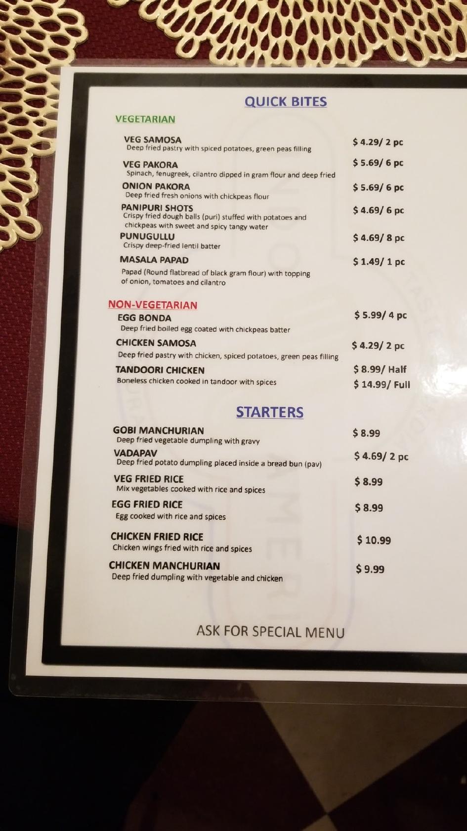 Menu at Diner restaurant, Joplin