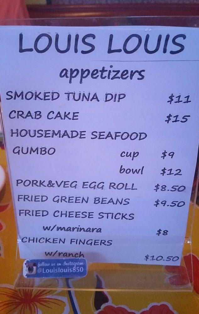 Menu at Louis Louis restaurant, Santa Rosa Beach