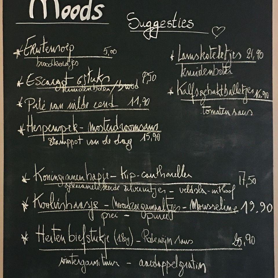 Menu at Moods, Hasselt