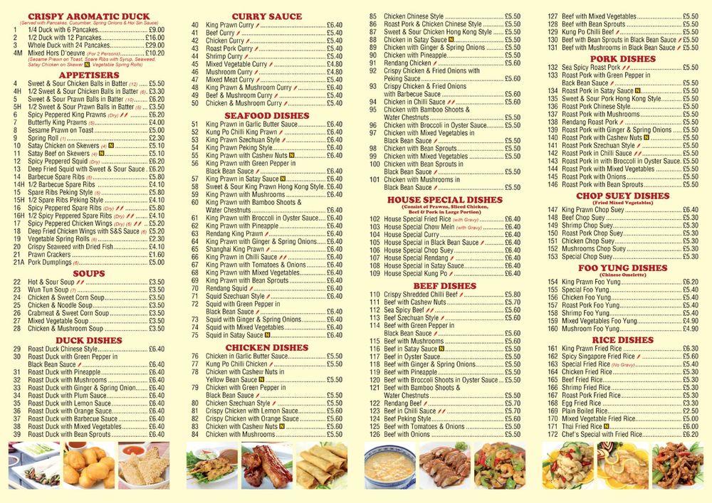 Menu at Royal Jade Inn restaurant, Hayes