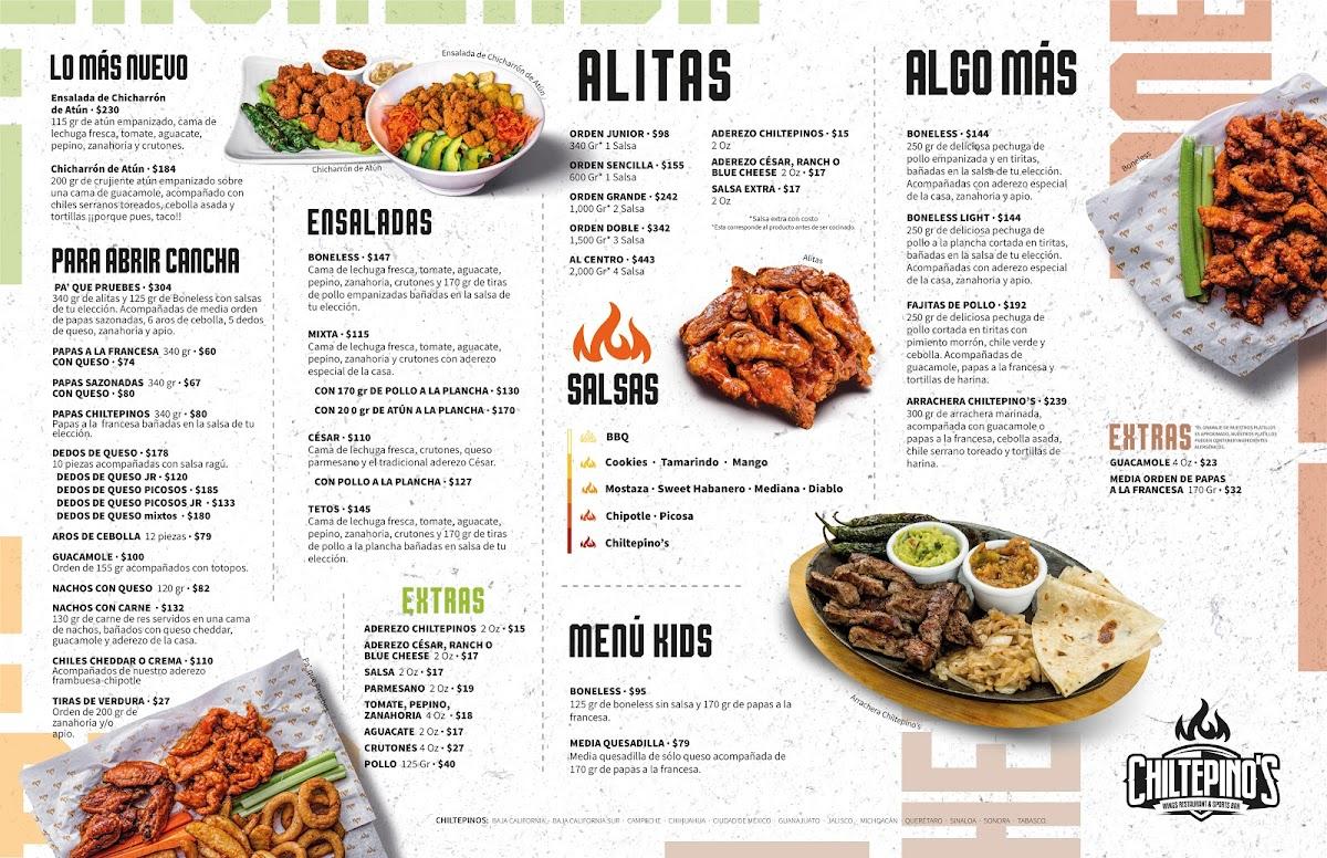 Carta del restaurante Chiltepinos Wings, Ciudad del Carmen
